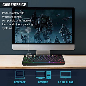 eirix Wireless/Wired Mechanical Keyboard, Compact Full Keys Programmable Gaming/Office Keyboard with RGB Backlight for Mac/PC/Laptop
