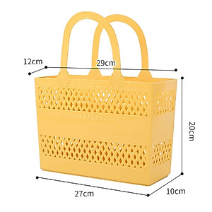 Qianly Shower Caddy Basket Shower Caddy Tote with Handles Storage Tote Drainage Shower Organizer Box for Beach Dorm Bathroom Pantry, Yellow