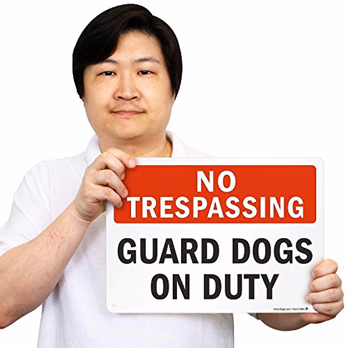 SmartSign - S-2432-Pl-14 No Trespassing - Guard Dogs On Duty Sign By | 10" x 14" Plastic Black/Red on White