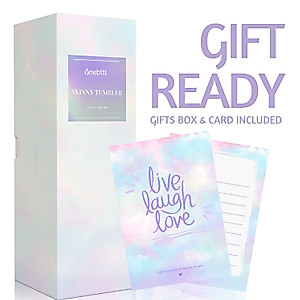 Onebttl Raccoon Gifts for Women, Insulated 20 oz Stainless Steel Skinny Tumbler with Straw, Brush, Lid, and Gifts Box, Glitter Silver