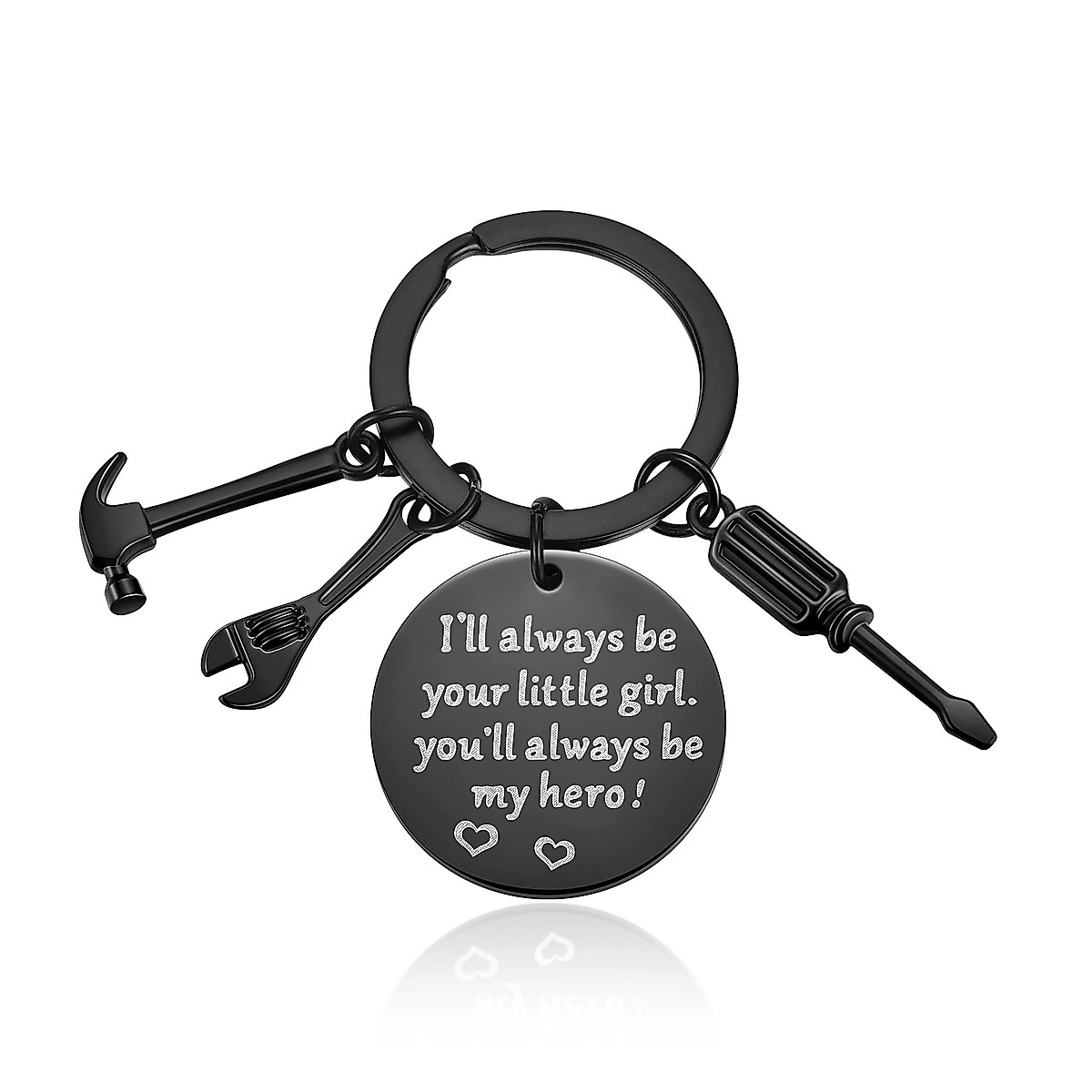 Personalized Master Dad keychain Father's Day Gift Keychain Your Little Girl My hero Custom Photo Picture Keychain for Men Dad Birthday Memorial Gift