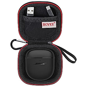 BOVKE Carrying Case for Bose QuietComfort Earbuds II/QC Earbuds 2 / QuietComfort Ultra Earbuds Wireless Noise Cancelling in-Ear Headphones, Mesh Pocket for Cables and Eartips, Black+Black (Case Only)