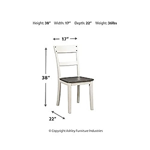 Signature Design by Ashley Nelling Modern Farmhouse Weathered Dining Chair, 2 Count, White & Dark Brown