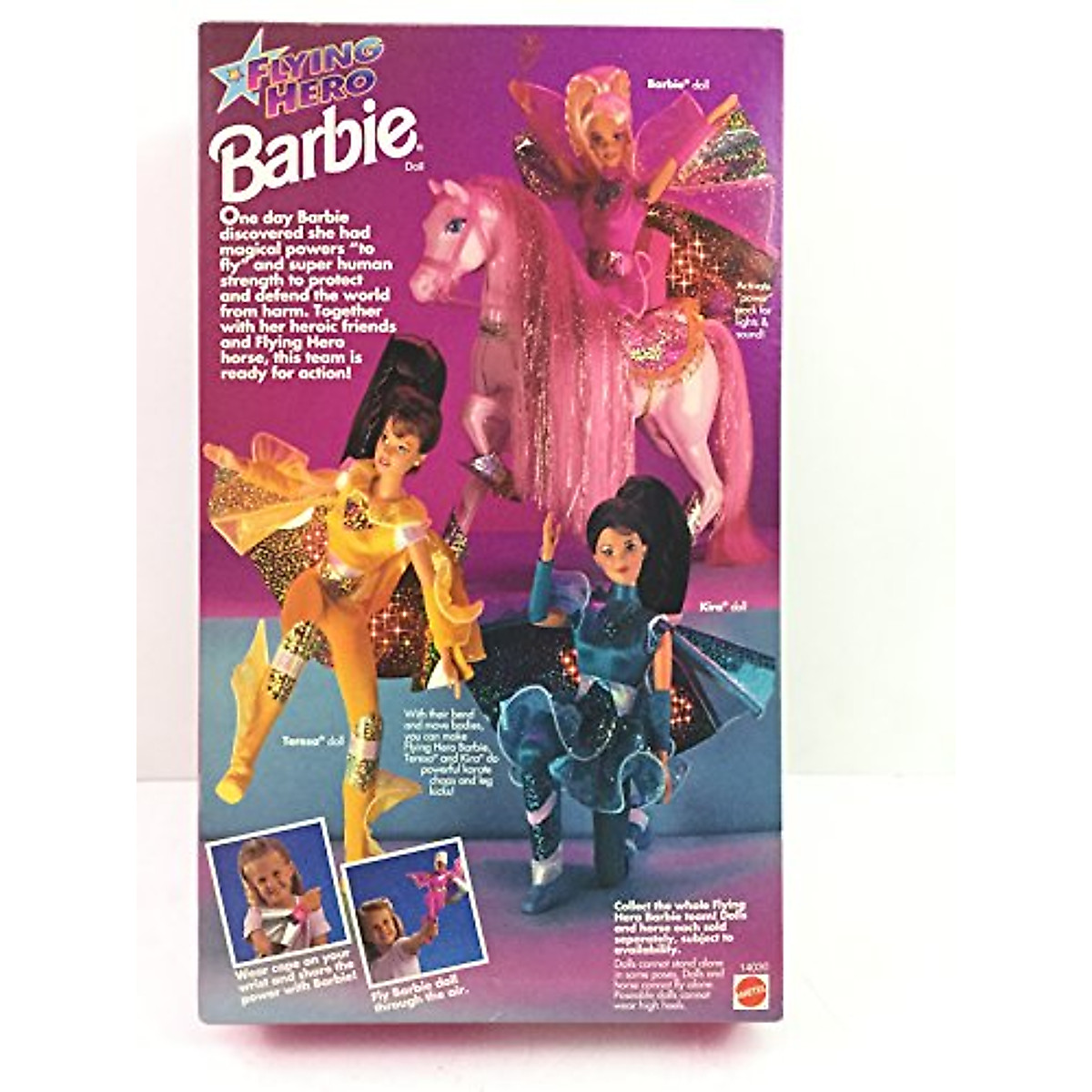 Barbie Flying Hero Doll w Shimmering Cape! Lights & Sounds! (1995)