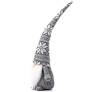 Funoasis Holiday Gnome Handmade Swedish Tomte, Christmas Elf Decoration Ornaments Thanks Giving Day Gifts Swedish Gnomes tomte (Grey Snowflake-19 Inches)
