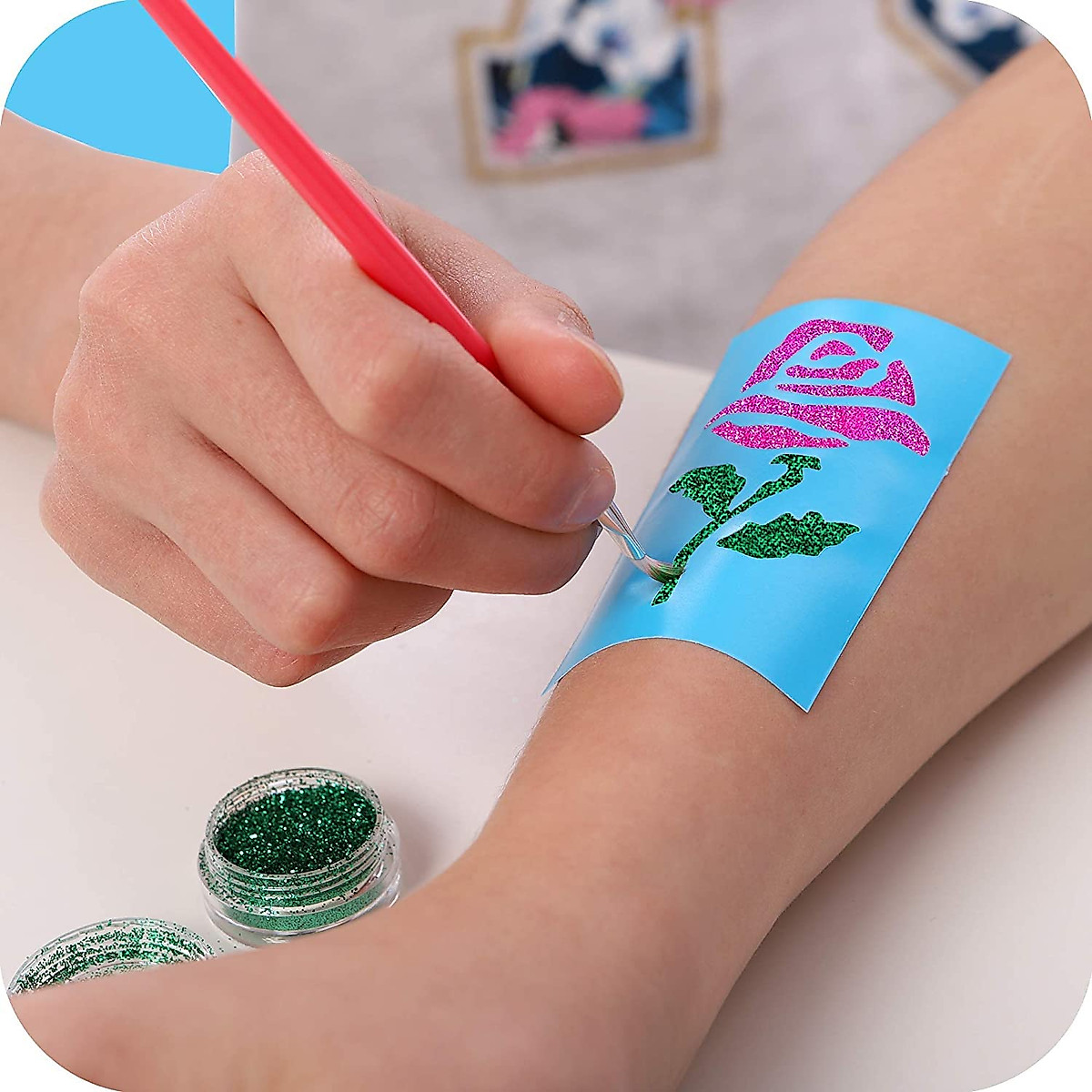 Original Stationery Glitter Tattoo Studio, Sparkly And Colorful Temporary Tattoos For Kids, Fabulous Toys for Girls and Great Birthday Gift Idea