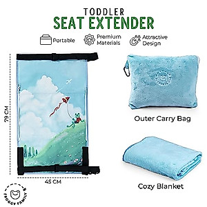 Froggy Family Airplane Seat Extender for Kids - Travel Bed for Baby with Built-in Sleeping Bag Function - Durable and Comfortable Airplane Bed for Toddler - Kids Travel Essentials for Flying Blue