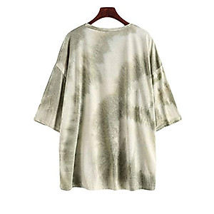Fenxxxl Women's Short Sleeve Sun Oversized tee Graphic T Shirts Tie Dye Shirt Loose Casual Summer Tops Tunic F491-297-Green L