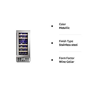 Joy Pebble Wine Cooler 28 Bottle Dual Zone Built-in Wine Cellar with Stainless Steel & Double-Layer Tempered Glass Door and Temperature Memory Function