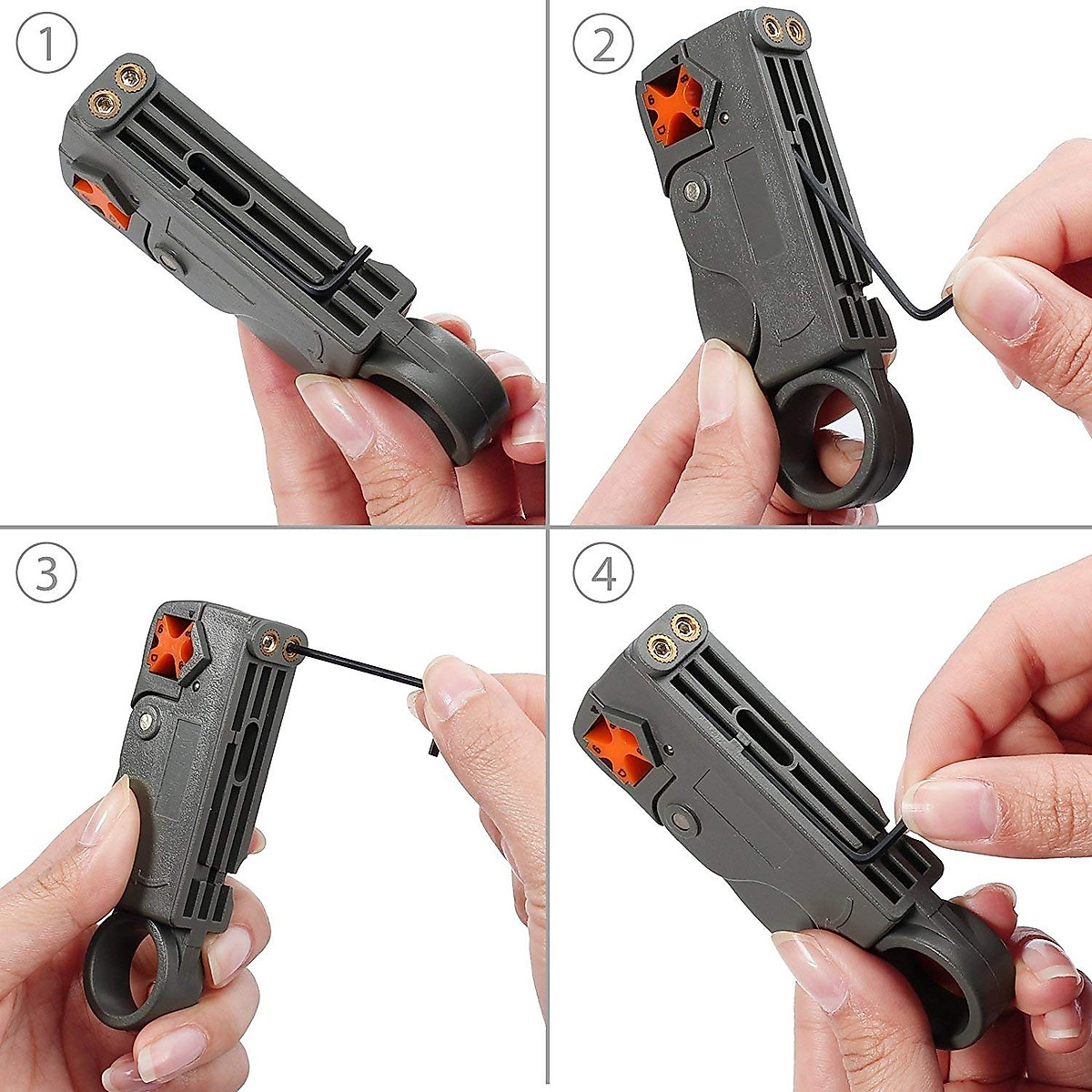 Wire Stripper Coaxial Cable Stripper Wire Cutter for RG-58, RG-59, RG-6, RG-8X, Mini-8 and LMR-240 Coax Cables – Adjustable Coax Stripping Tool