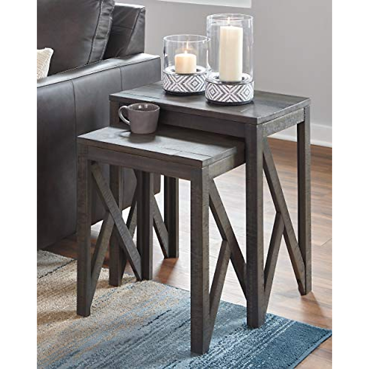 Signature Design by Ashley Emerdale Rustic Nesting Accent Table Set, Brown