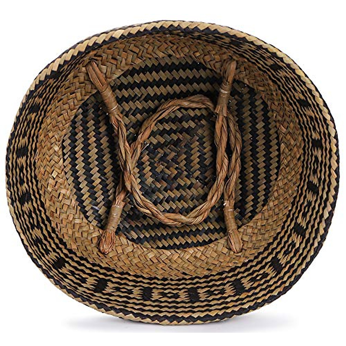 Yesland 3 Pcs Woven Seagrass Belly Basket for Storage, Ideal Cross Pattern Plant Pot, Laundry & Picnic Basket for Home or Outdoor Use - Black (S,M,L)