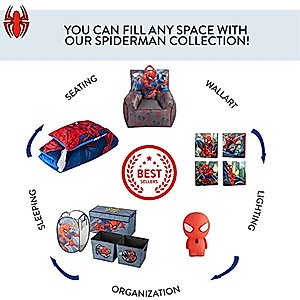 Idea Nuova Marvel Spiderman Collapsible Storage Cubby Organizer and Bookshelf with 3 Collapsible Cubes
