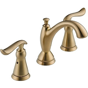 Delta Faucet Linden Widespread Bathroom Faucet 3 Hole, Gold Bathroom Faucet, Diamond Seal Technology, Metal Drain Assembly, Champagne Bronze 3594-CZMPU-DST