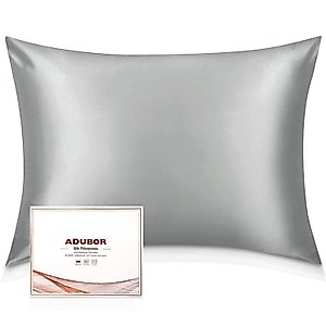 Adubor Silk Pillowcase - Mulberry Silk Pillow Case, 23 Momme 6A Grade Fibers, 900 Thread Count, Silk Pillow Cases for Hair and Skin Health, with Hidden Zipper (Standard 20''×26'', Dark Gray, 1PC)