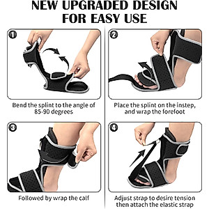 WXY Foot Brace with Support Plate - Dorsal Night Splint for Plantar Fasciitis Women Men - Plantar Fasciitis Relief Achilles Tendonitis Foot Drop Heel Pain Black