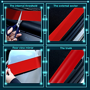 Ireer 3 Rolls Red Gloss Vinyl Detailing Wrap Tape Adhesive Vinyl Tape Roll DIY Trim Vinyl Wrap for Cars Automotive Vinyl Wrap Rolls with Tools for Auto Window Door Protector, 1.97 in 2.76 in 3.94 in