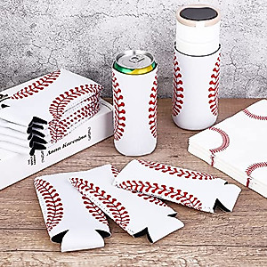 durony 9 Pack Slim Can Cooler Sleeves Baseball Can Sleeves Neoprene Hot and Cold Drinks Soda Cover Beer Cup Insulator for Funny Parties, Picnics, 6.5 x 3.3 Inch