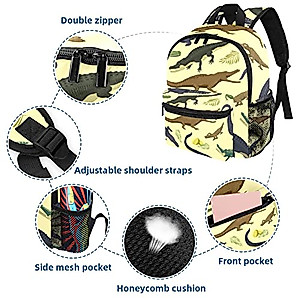 Daypack Bookbags Small Travel Bag for Boys Girls Casual Backpack, Crocodile Animal Cartoon
