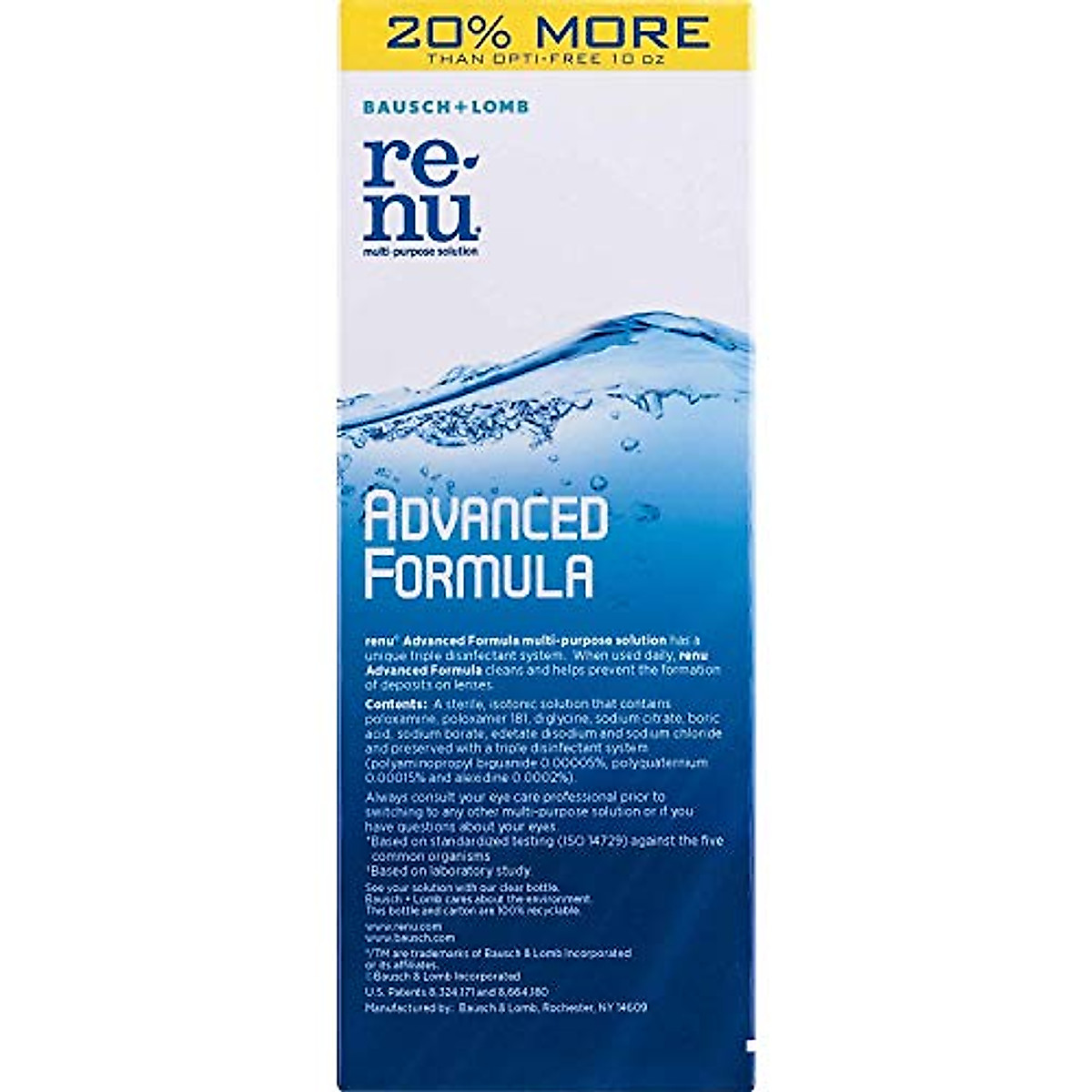 Bausch and Lomb ReNu Advanced Formula Multi-Purpose Cleaning and Disinfectant Solution for Soft Contact Lenses 12 oz - Pack of 3
