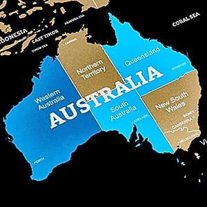 Scratch Off World Map - Extra Large - Black and Gold Scratchable World Map Poster - Best Travel World Map Gift - All Accessories - Premium Detailed Scratch Off Map of The World - for Globetrotters