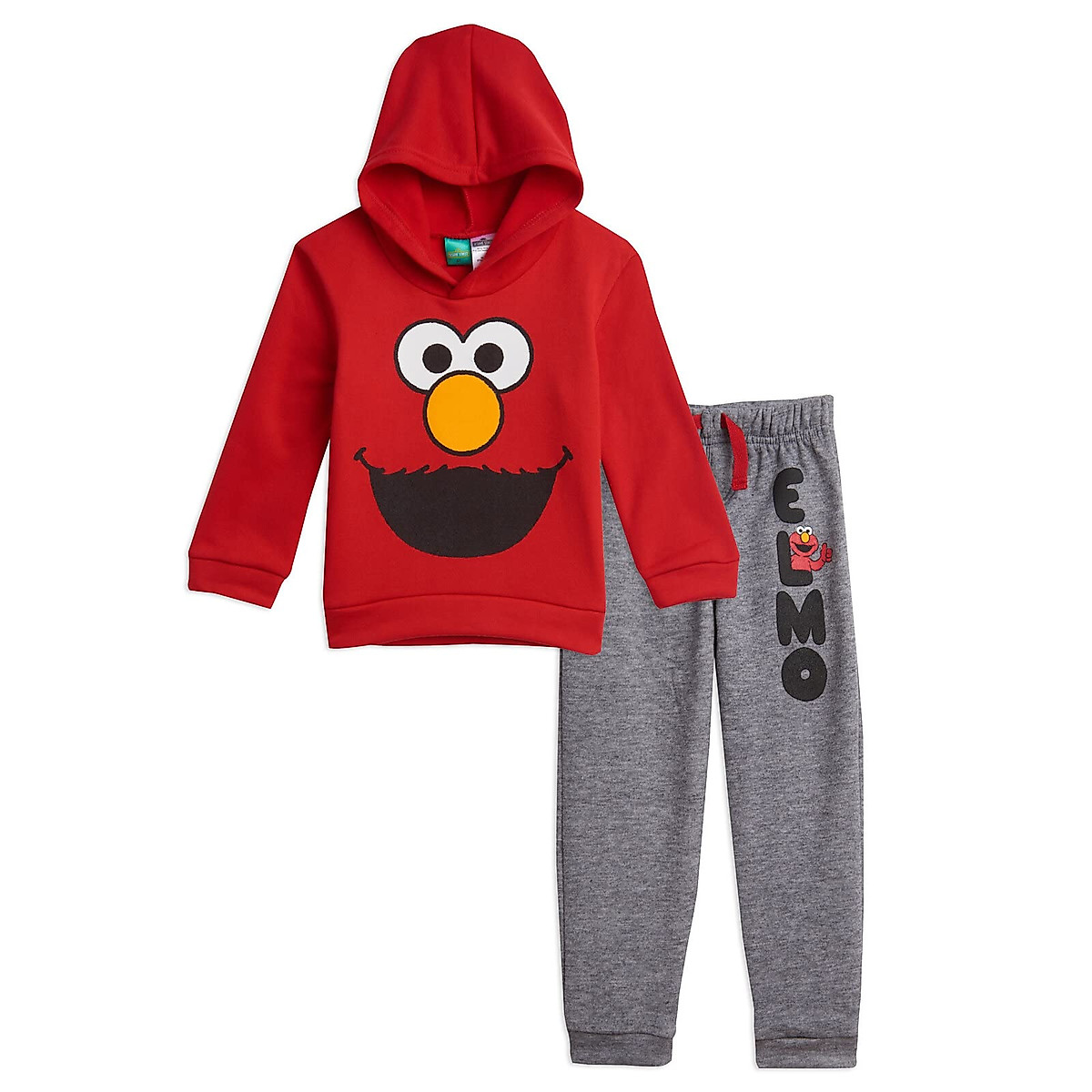 Sesame Street Elmo Toddler Boys Fleece Pullover Hoodie & Jogger Pants Set Red/Gray 5T