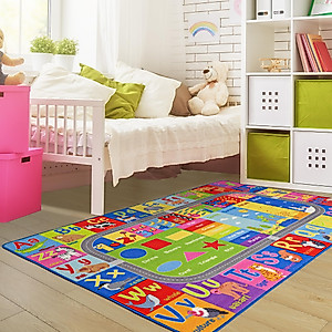 Kids Rugs for Playroom, ABC Alphabet Numbers Classroom Rug, 3x5 Feet Educational Learning and Fun Playroom Rug, Non Slip Nursery Rug, Kids Play Mat for Kids Room, Toddler Classroom and Bedroom