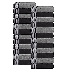 CASA COPENHAGEN, Designed in Denmark, 550 GSM, 12x12 Inches, Washcloths Towels, Set of 24 Towels, Super Soft and Absorbent, Egyptian Cotton Towels for Bathroom & Kitchen - Silver Grey and Dark Grey