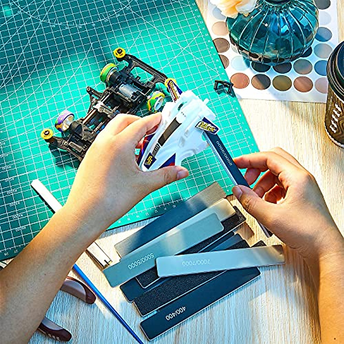 20 Pcs Honoson Sanding Sticks for Plastic Models Polishing Sticks Assorted Metal and Wood Sanding Tools Accessory for Model Craft Amateur Beginner(Low Grits Rating,Classic Style)