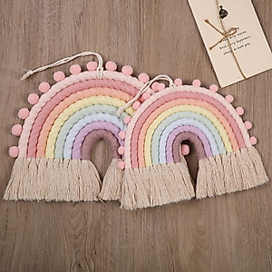 JILPAK Large Rainbow Wall Hanging, Pastel Fiber Rainbow Wall Hanging, Macrame Rainbow Wall Hanging Nursery Boho Decor Kids Room (10 x 14 inches)