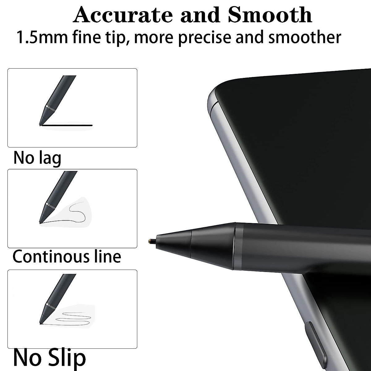 Stylus Pens for Touch Screens, Active Stylus Pens for Samsung iPhone,LG,ipad, Smart Phone and Tablets Drawing&Writing (Black)