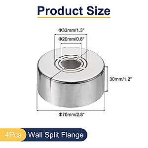 uxcell 4pcs Shower Arm Flange 70mm/2.8" OD Escutcheon Plate ABS Round Plumbing Cover Plates for 20mm/0.8" Dia Water Pipe Faucet Decoration, Silver Tone