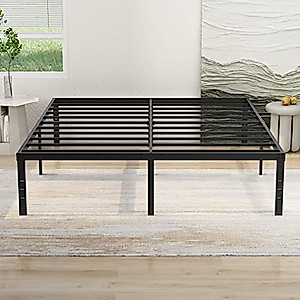 Nightell 18 Inches California King Platform Bed Frame, 2500 lbs Heavy Duty Steel Slat Support, Noise Free No Box Spring Needed, Easy Assembly Black