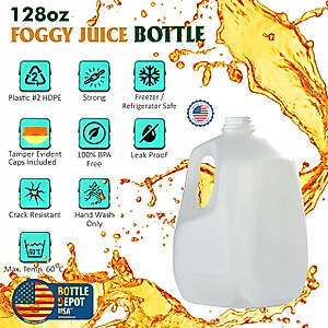 (8 PACK) 128 Oz Empty Plastic Gallon Juice Bottles with Tamper Evident WHITE Caps - Smoothie Bottles - Ideal for Juices, Milk, Smoothies, Picnic's and Even Meal Prep - Made in USA