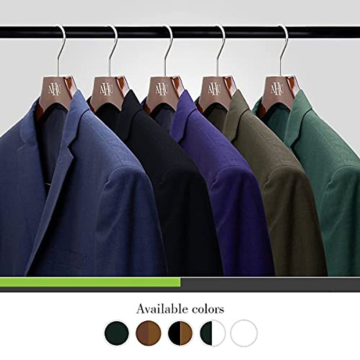 Premier Lux Wood Hangers with Rollbar- Heavy Duty Pants Hangers, Skirt Hangers, Coat Hangers- Clothes Hangers - Non Slip, Slim and Space Saving Hanger (Mahogany Matte with Black Velvet, 6)