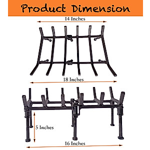 TAFIEDA Fireplace Log Holder. 18 Inches Heavy Duty Solid Steel Fireplace Grate. Upgrade Adjustable Fireplace Grate 6 Solid Steel Feet with 6 Bar Fireplace Wood Holder. Best Fireplace Accessories.
