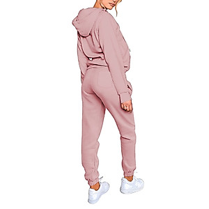 Fixmatti Women Sweat Suits with Zip up Hoodie 2 Piece Outfits Active Jogger Set Tracksuit Pink S