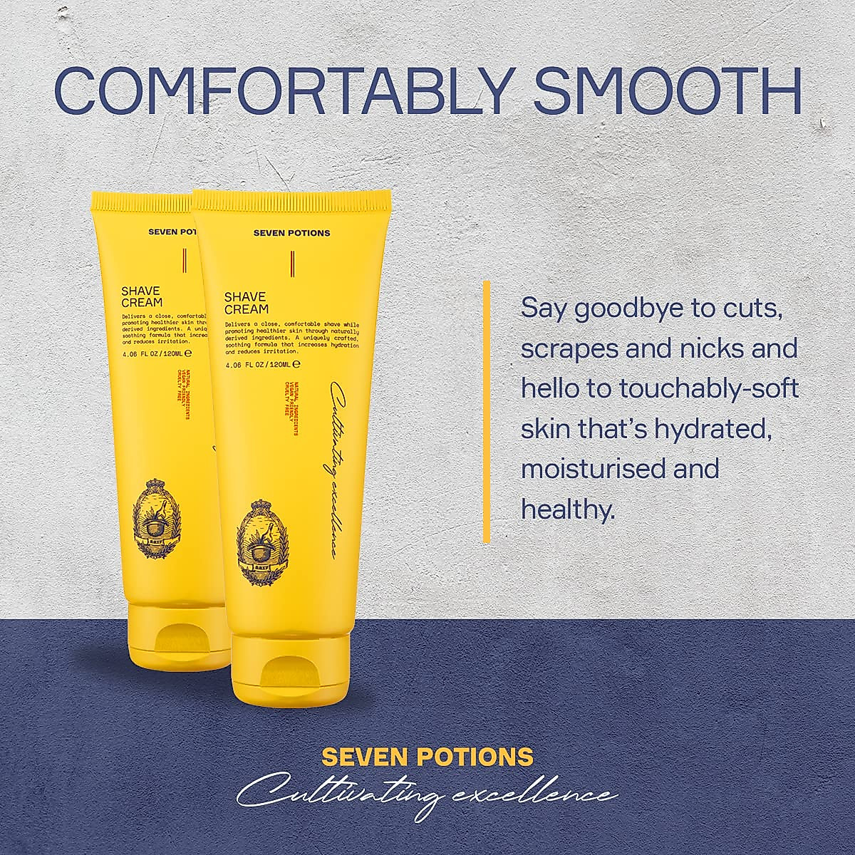 Seven Potions Lathering Shaving Cream for Men – Smooth, Irritation-free Shave – Soothing, Hydrating, Moisturising Shave Soap – Natural, Vegan, Cruelty-Free (4.06 FL OZ)