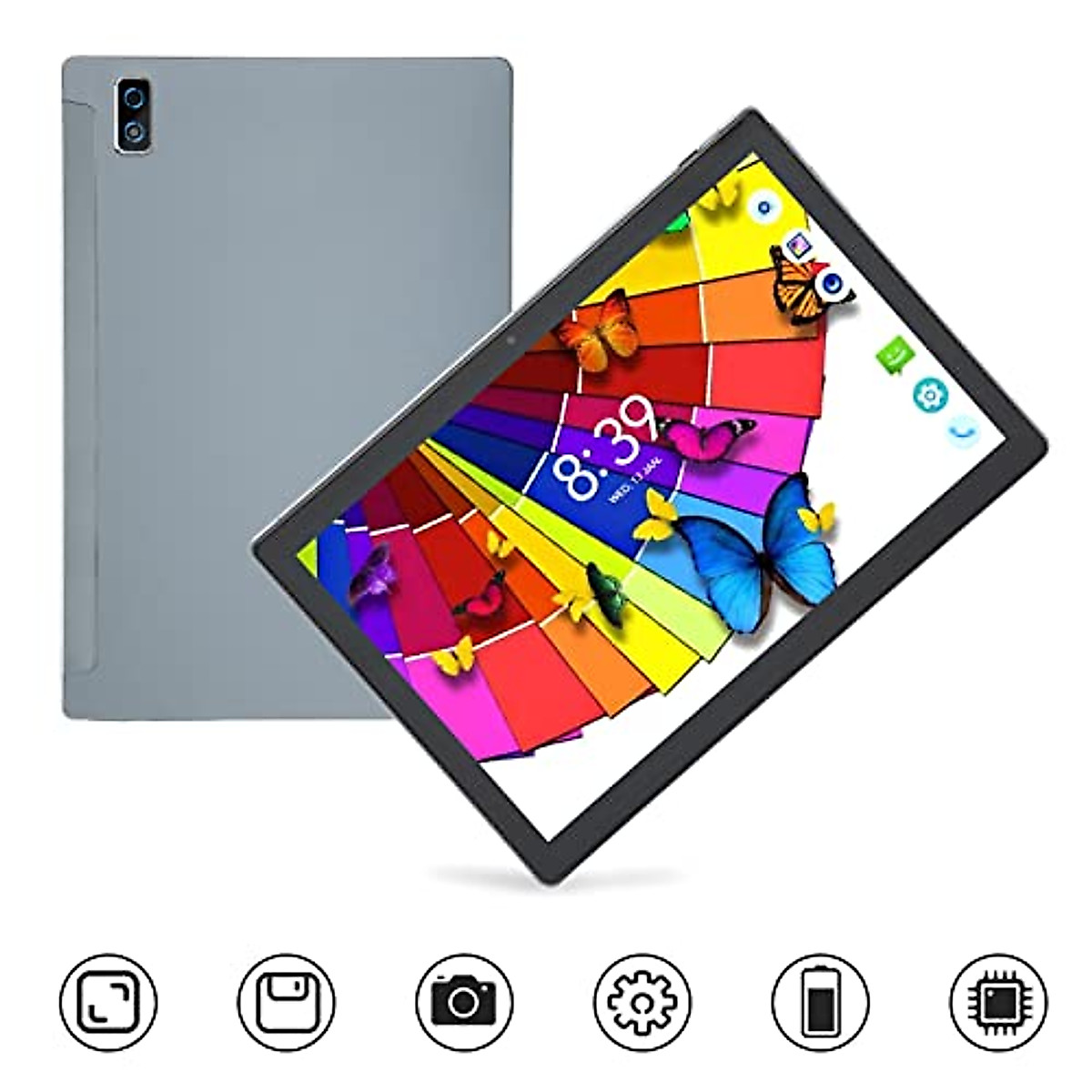 Qinlorgo Gaming Tablet, HD Tablet Dual Camera 3 Card Slots 8GB RAM 128GB ROM 8800mAh with Keyboard Mouse for Family (Gray)