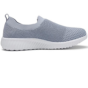LANCROP Women's Walking Nurse Shoes Comfortable Lightweight Mesh Slip on Sneakers 11 US, Label 43 Grey