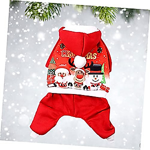 Mipcase Santa Clothes- Xmas Party Dog for Cartoon Claus Christmas Dress Pants Funny Hoodie Costume Outfit Cats Apparel Soft Red Feet Snowman Lovely Outfits Up Warm Puppy Cute Jumpsuit Pet