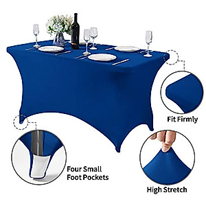 Hezuzo Spandex Table Cover for 4FT Table Universal Fitted Stretch Tablecloth for Party, Banquet, Wedding and Events-Classicblue