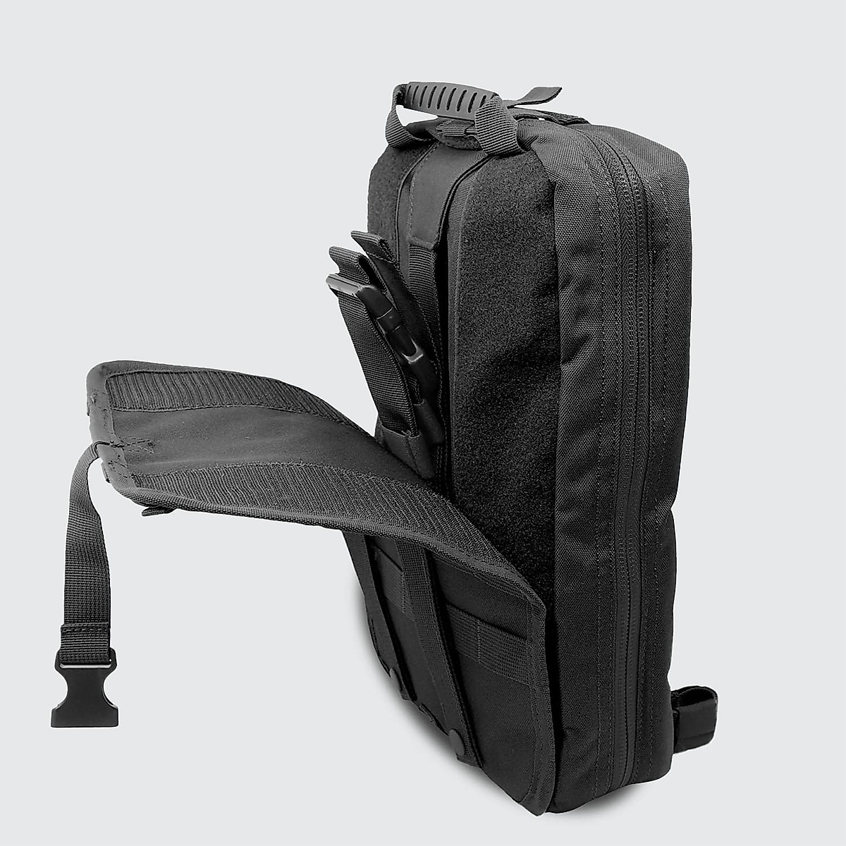 MediTac Large Hawk Type Tactical Trauma Bag Feat. Hook-and-loop Fastener Bag Backpack, MOLLE Bag Rucksack Pack - Black