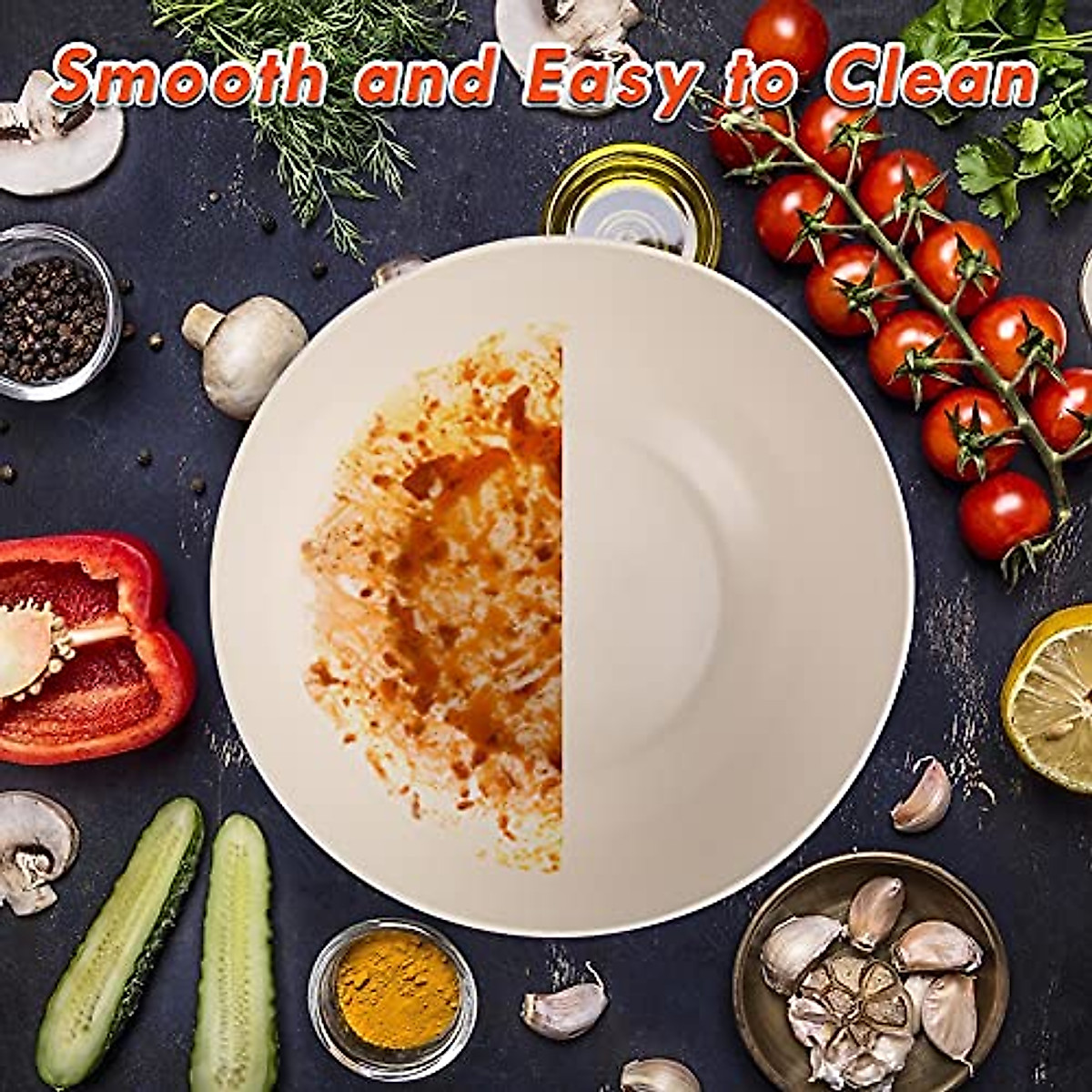 Large Salad Bowl with Lid, Bamboo Fiber Salad Serving Bowl Set with Utensils, 9.8inches Mixing Bowl with Servers, Solid Bamboo Wooden Bowl for Salad, Fruits, Vegetables and Pasta(White)