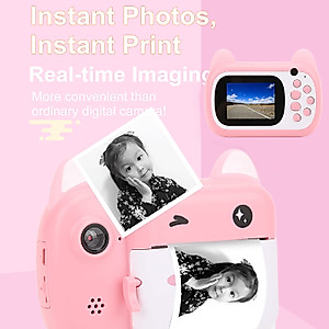 Children Mini Camera, Built-in 1000mah Rechargeable Lithium Battery Dual Camera Design 1080P HD Instant Print Camera 1080P HD for Kids