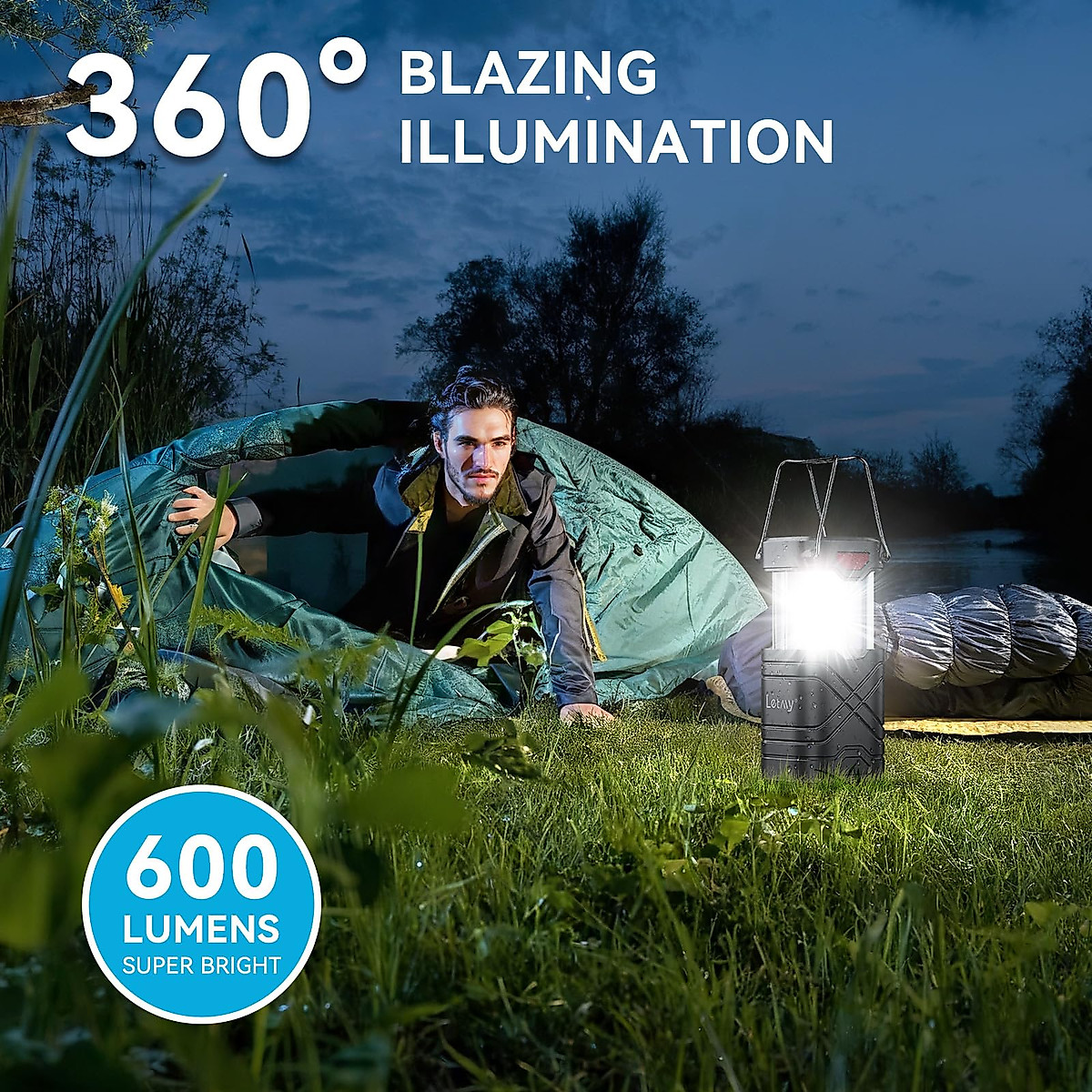 LETMY 4 Pack Camping Lantern, Rechargeable LED Lanterns, Solar Lantern Battery Powered Hurricane Lantern Flashlights with 3 Powered Ways & USB Cable for Emergency, Power Outage, Hurricane Supplies