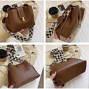Women Shoulder Bags PU Leather Cute Hobo Tote Handbag Cossbody Purse with Buckle Closure