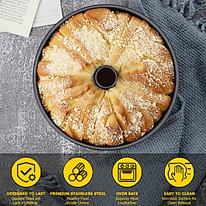 E-far Angel Food Cake Pan, 10-Inch Non-stick Tube Pan for Baking Pound Chiffon Cake, One-piece Design, Easy Release & Clean
