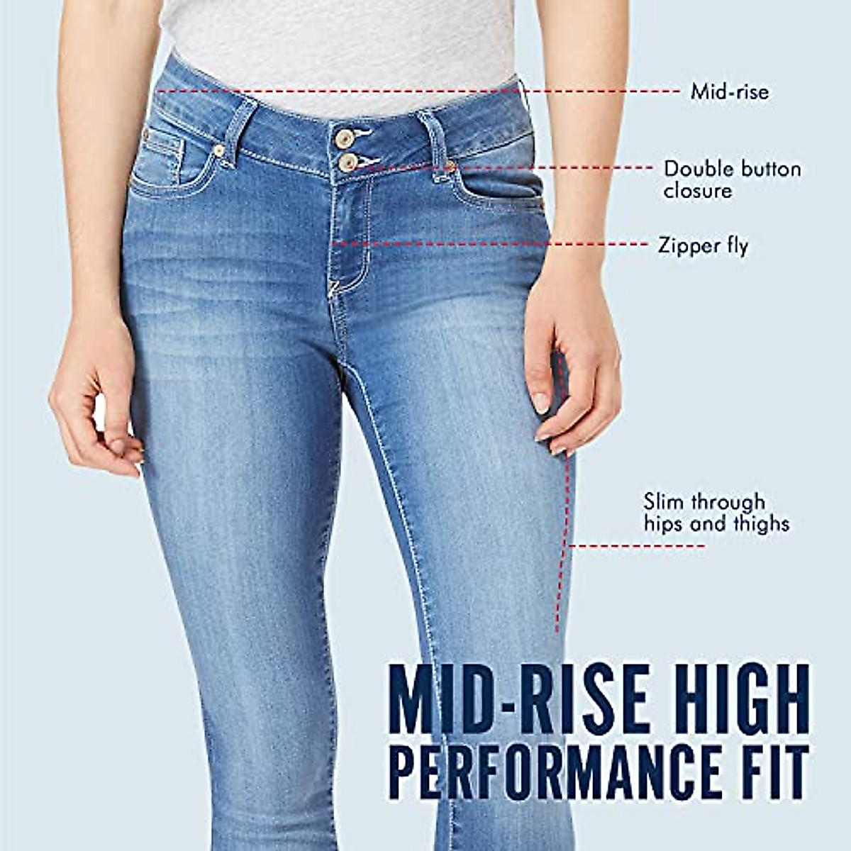 WallFlower Women's Ultra Skinny Mid-Rise Insta Soft Juniors Jeans (Standard and Plus), Lake Pure, 7 Short