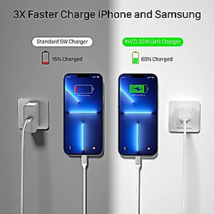 INVZI USB C Charger 30w, GaN II USB C Wall Charger for iPhone 14 Pro Max, iPhone 13 Pro Max/13/iPhone 12 Pro Max, PD PPS Mini Super Fast Charger Block for MacBook Air, iPad Pro, Air, Pixel 6/6 Pro